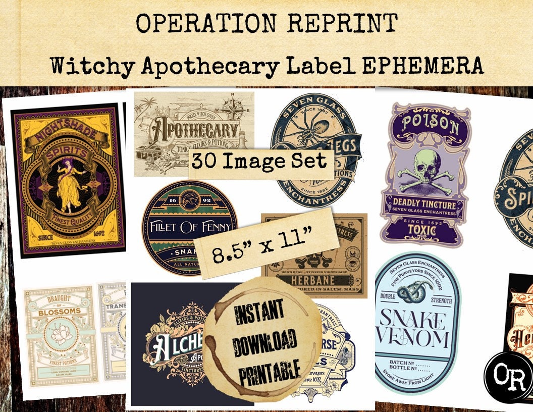 Witchy Apothecary Labels Ephemera for Potion Bottles Spell - Etsy