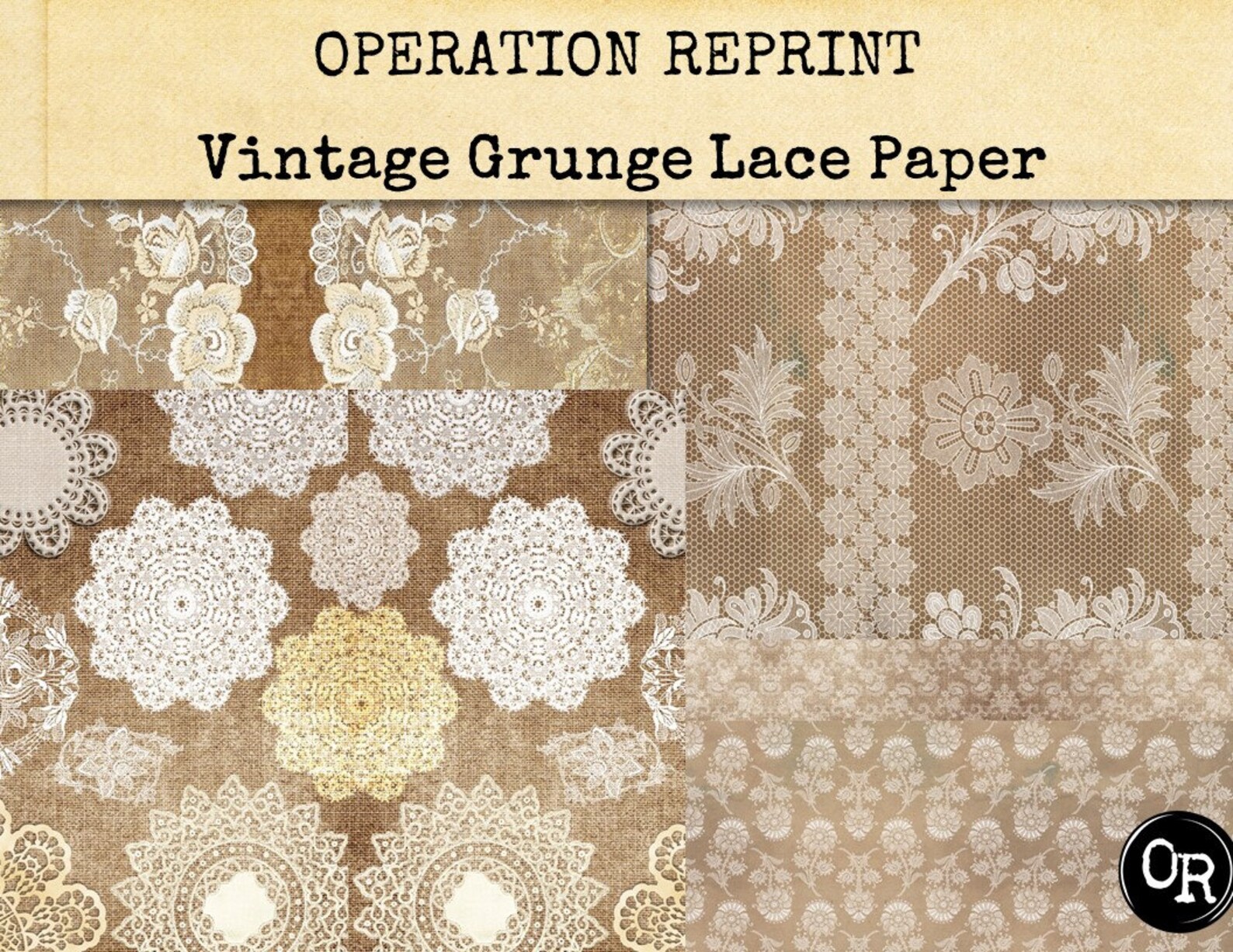 Grunge Lace Digital Collage Paper 24 Sheets for Junk | Etsy