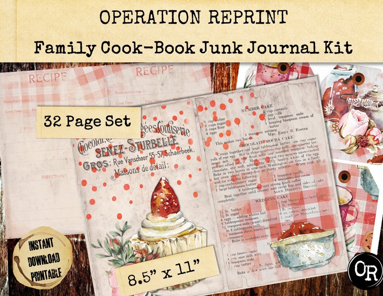 Family Cookbook Junk Journal Kit 32 Pages of Vintage Collage - Etsy