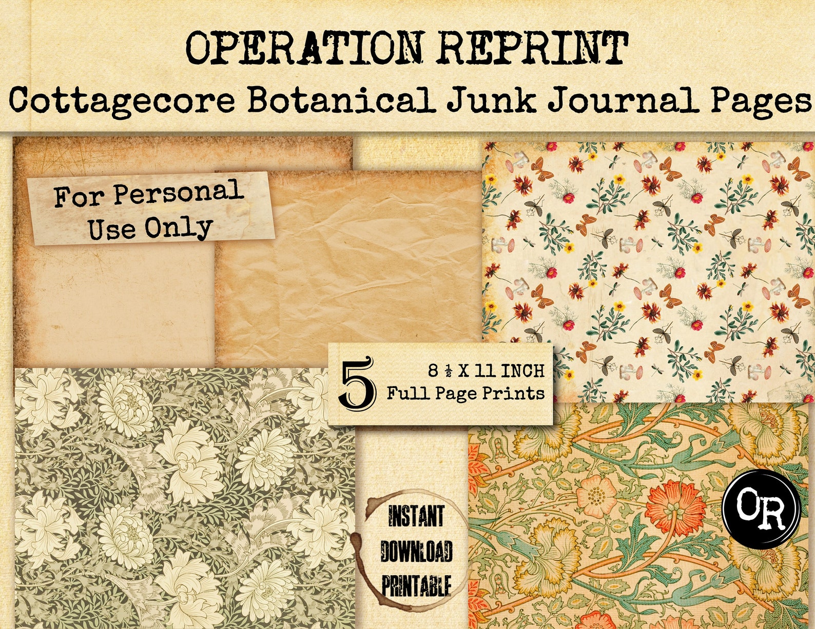 Cottagecore Printable Garden Junk Journal 23 Pages Botanical - Etsy