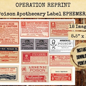 Poison Apothecary Labels Ephemera, Potion Bottles, Spell Jars, Bottles ...