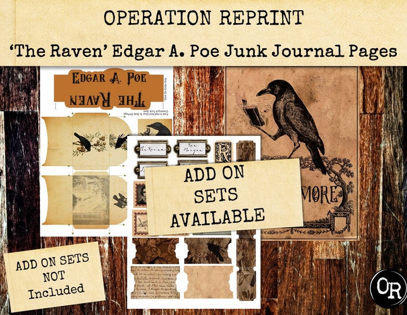 The Raven Edgar A. Poe Junk Journal Pages 20 Pages Printable | Etsy