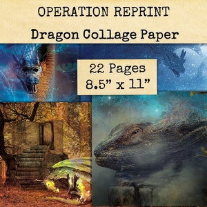 Dragon Collage Paper, 22 Sheets for Decoupage, Mystical Mythical Beasts ...