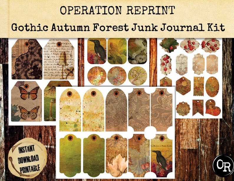 Gothic Autumn Forest Junk Journal Kit 30 Pages of Collage Paper ...