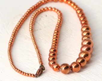 Copper bead necklace | Etsy