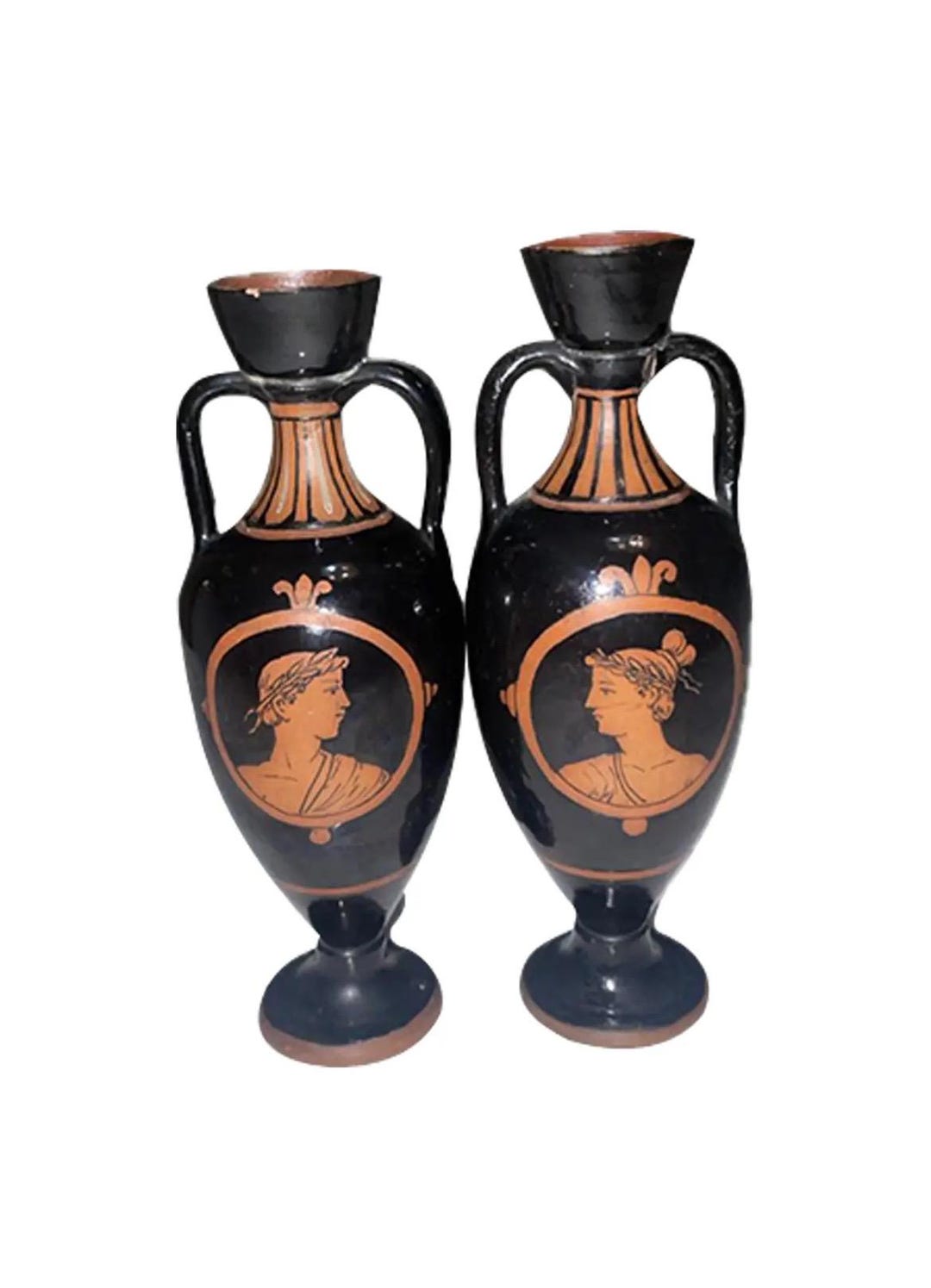 Greco Greek Roman Style God & Goddess Miniature Amphoras Mid Century ...