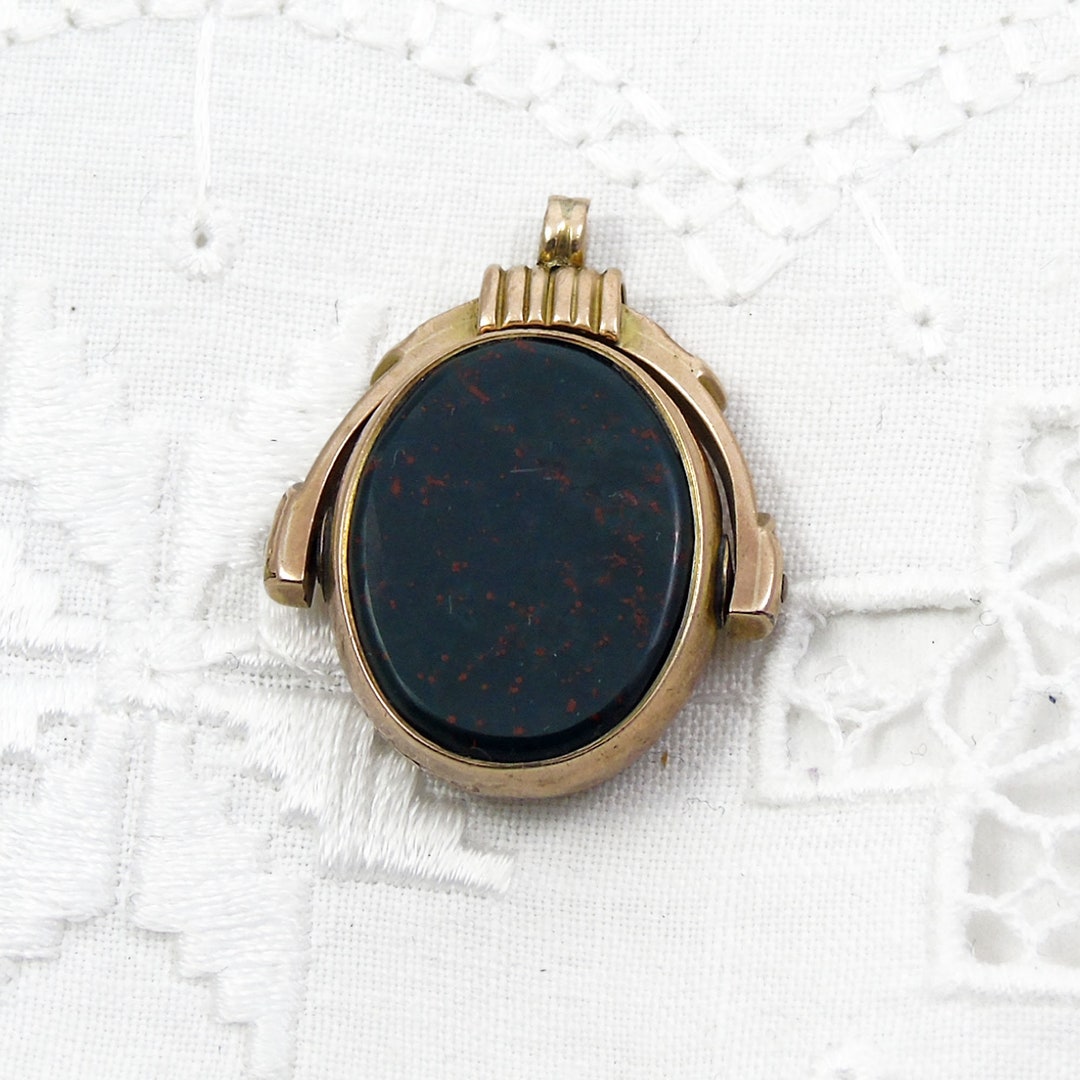 Gold Agate Fob, Gold Spinning Fob, Semi Precious Fob, 9ct Gold Agate ...