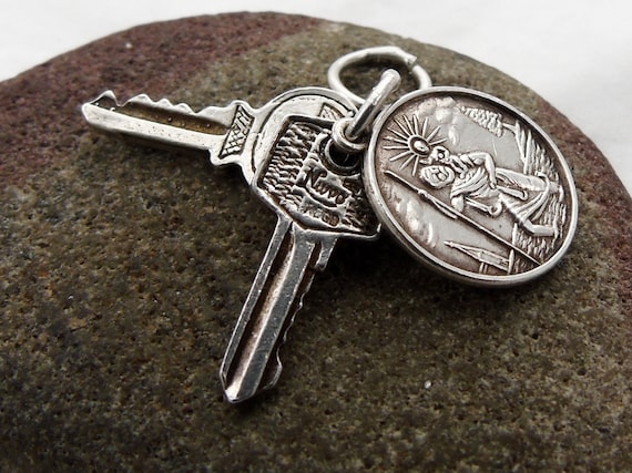 St Christopher Key Charm Keys Pendant Nuvo Charm Travel Key | Etsy