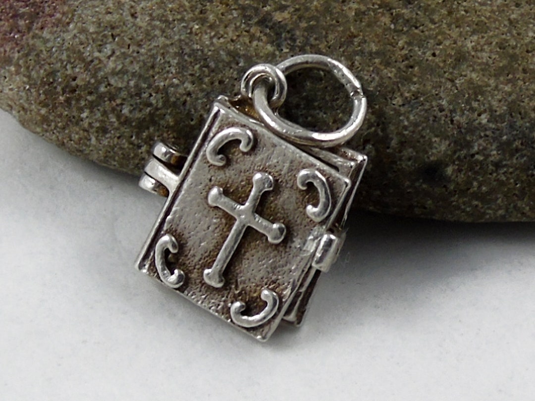 Vintage Opening Bible Charm Pendant, Silver Religious Charm - Etsy UK