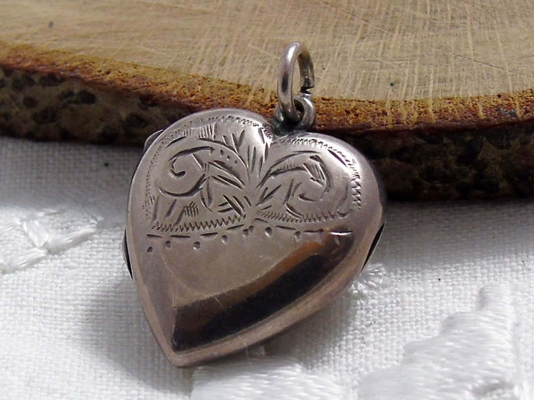 Sterling Silver Heart Locket, Engraved Silver Locket, Silver Photo ...