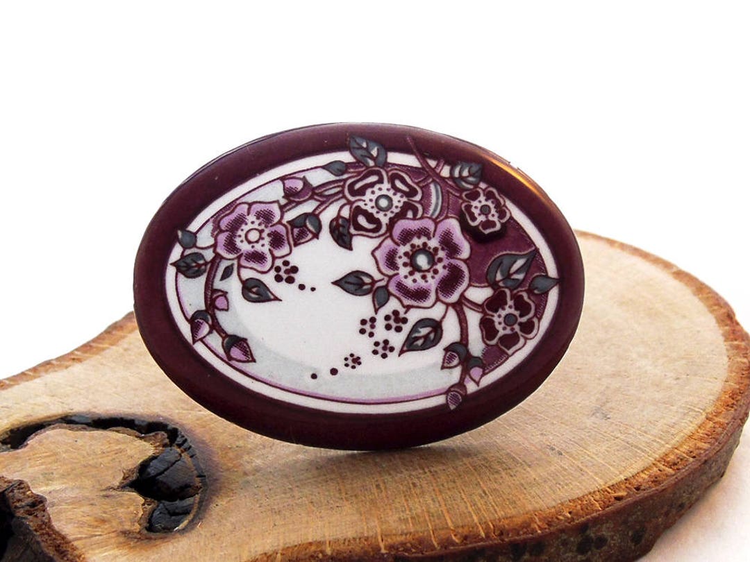 Michaela Frey Enamel Brooch: Dark Pink Flower, Austrian Vintage Pin - Etsy