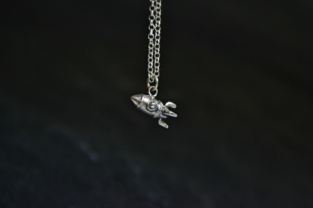 Tiny Space Shuttle Rocket Necklace Jewelry, Spaceship Sci Fi Spacecraft ...