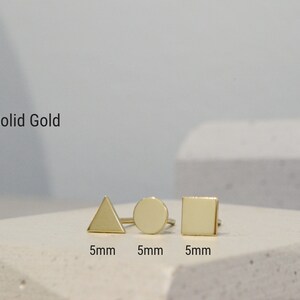 Geometric 14K Solid Gold Earrings Dainty Circle Square Triangle ...