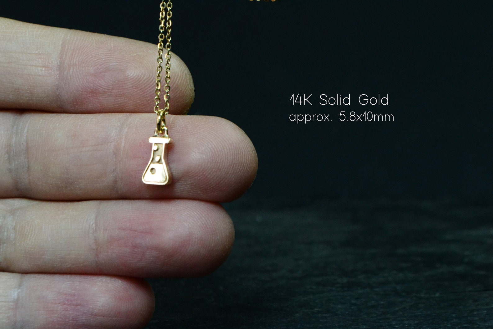 Science Flask Necklace 14K Solid Gold Chemistry Medical Science Geek ...