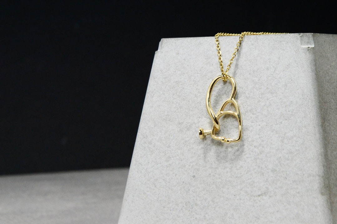 Medical Doctor Jewelry Gift 14K Solid Gold Stethoscope Necklace Science ...