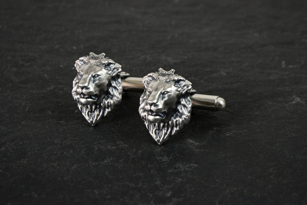 Lion Cufflinks, 925 Sterling Silver Lion Leo Mens Jewelry, Animal Lion ...