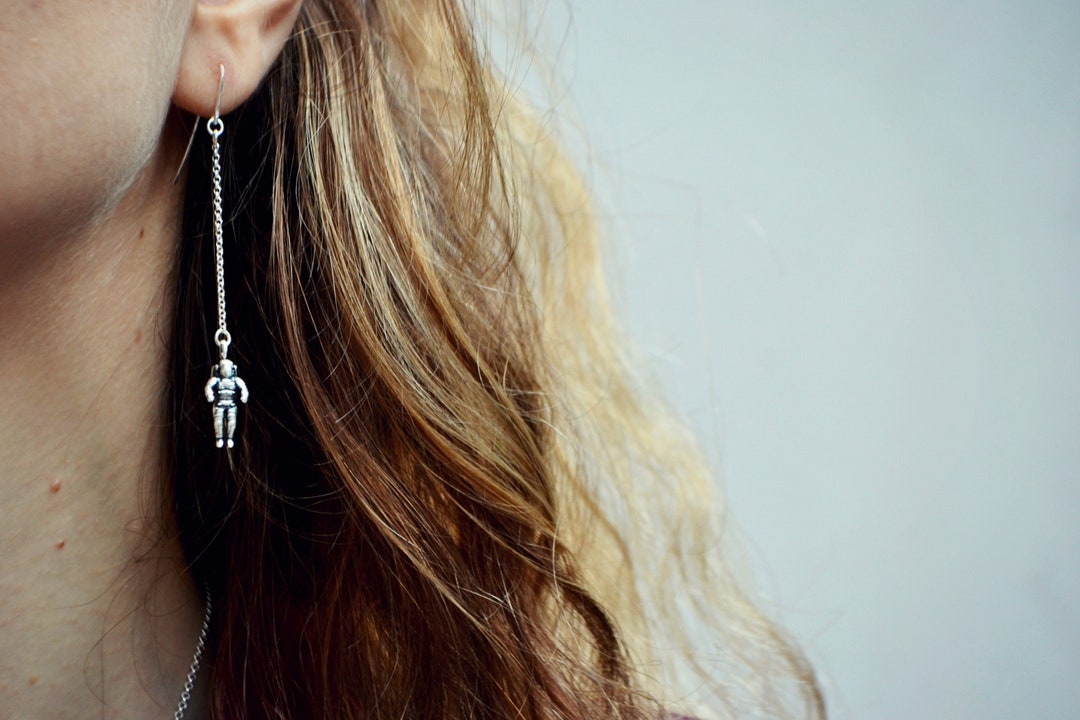 Astronaut Earrings, Science Outer Space Galaxy Star Jewelry, Sterling ...