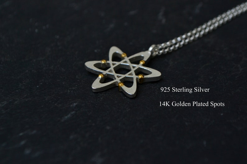 Science Jewelry, 925 Sterling Silver Atom Necklace, Science Necklace ...