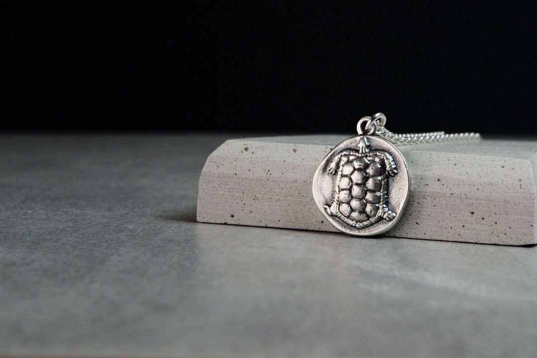Ancient Turtle Necklace Silver Turtle Coin Jewelry Unisex Animal Turtle ...