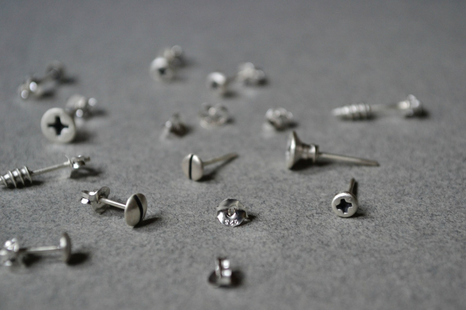 Screw Earrings, Hardware Industrial Screw Post 925 Sterling Silver ...