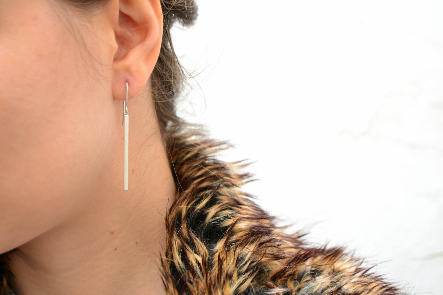 Long Silver Bar Earrings, Minimalist Dangle Drop Earrings, Contemporary ...