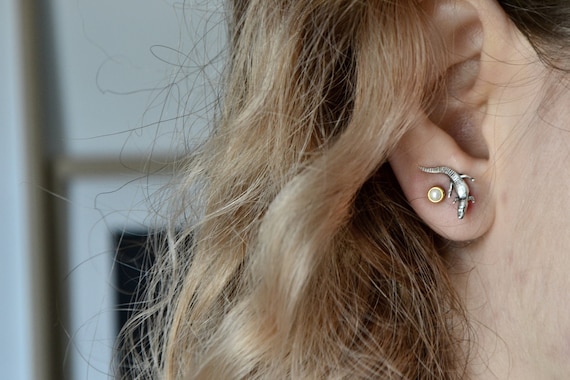 Animal Earrings Alligator Ear Jackets Climber Earrings | Etsy