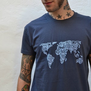 Abstract Computer World Map T-shirt Unisex Geek Nerd Travel T Shirt ...