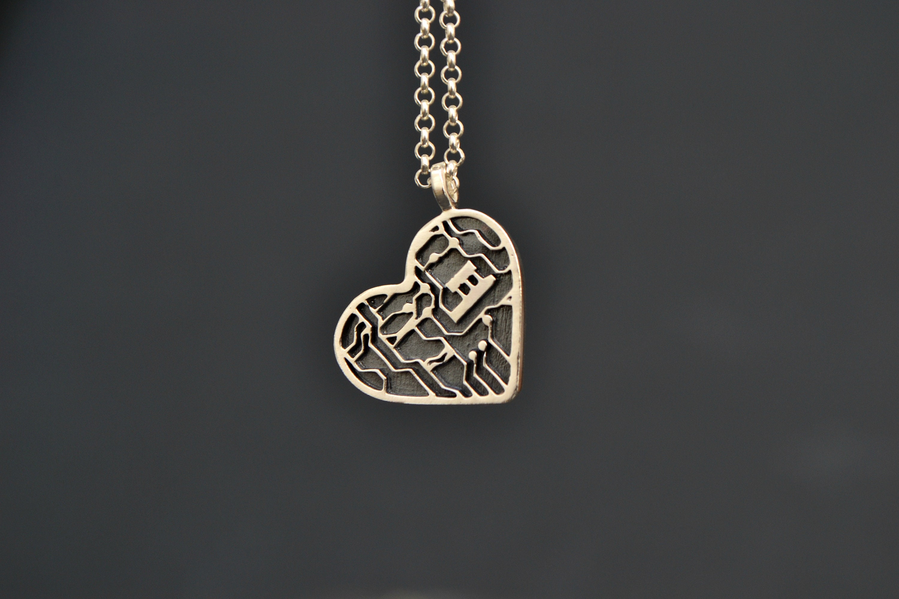 Geek Nerd Heart Necklace Silver Circuit Board Heart Necklace | Etsy