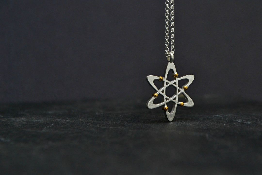 Science Jewelry, 925 Sterling Silver Atom Necklace, Science Necklace ...