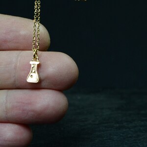 Science Flask Necklace 14K Solid Gold Chemistry Medical Science Geek ...