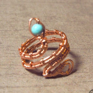 Wire Wrapped Snake Ring Copper Turquoise Magnesite Serpent Fantasy ...