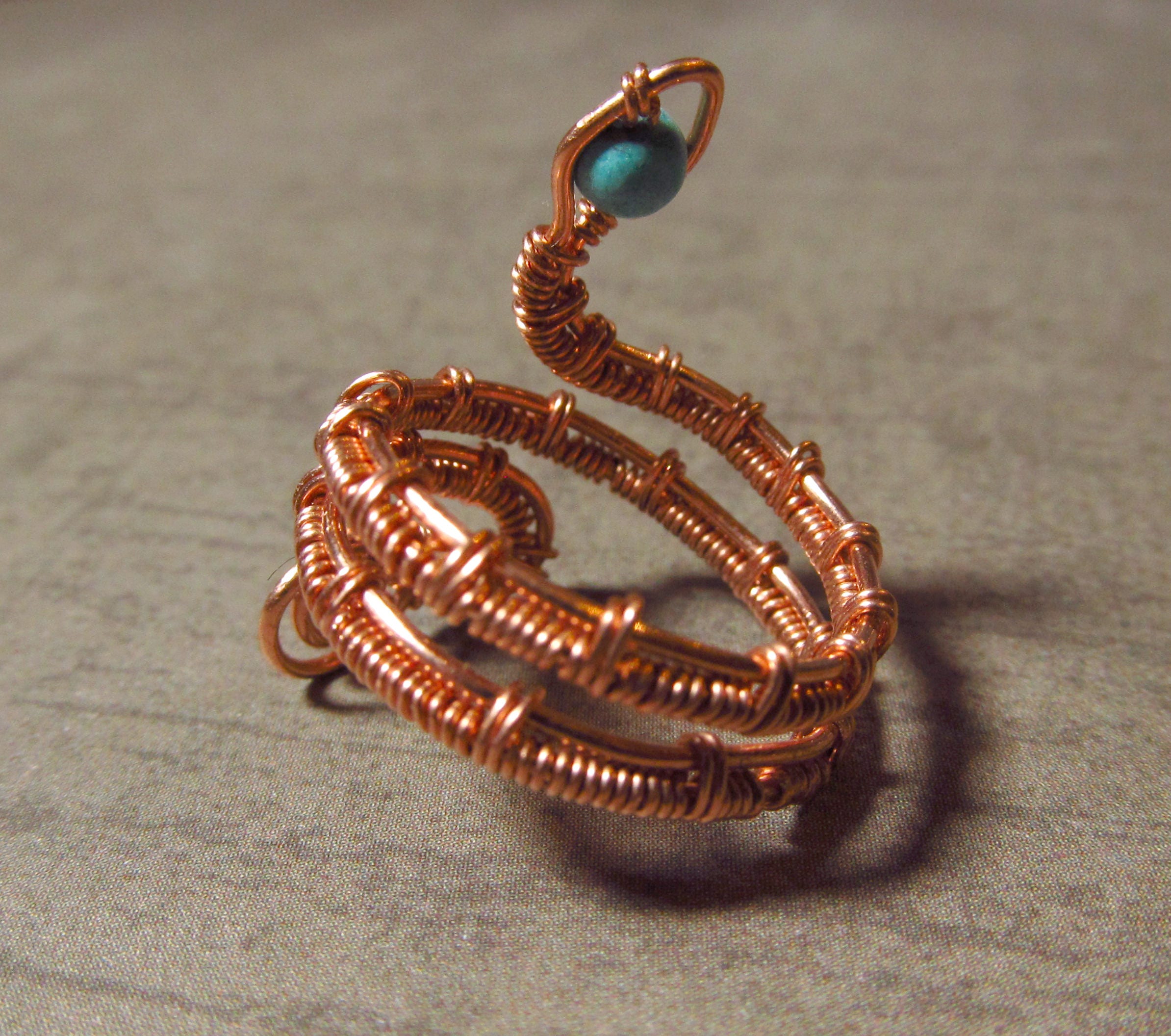 Wire Wrapped Snake Ring Copper Turquoise Magnesite Serpent - Etsy Canada