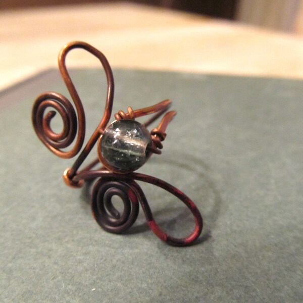 Wire Wrapped Snake Ring Copper Turquoise Magnesite Serpent Fantasy ...