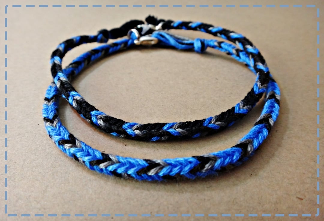 Handmade Couples Matching Love Bracelet Black Gray & Blue BFF ...