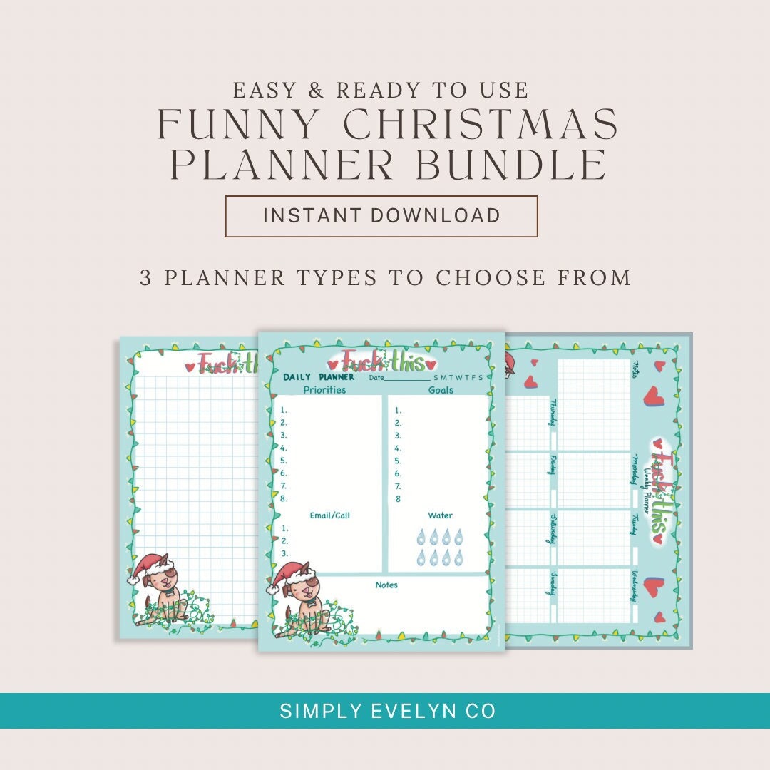 Funny Digital Christmas Planner, Blank Planner, Weekly Planner, Daily ...