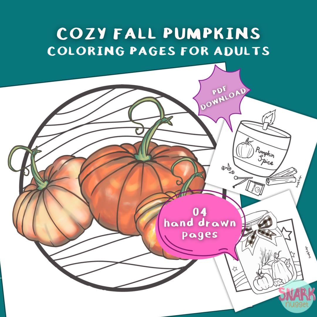 Cozy Fall Pumpkin Coloring Pages: Snarky Autumn Activity (digital ...