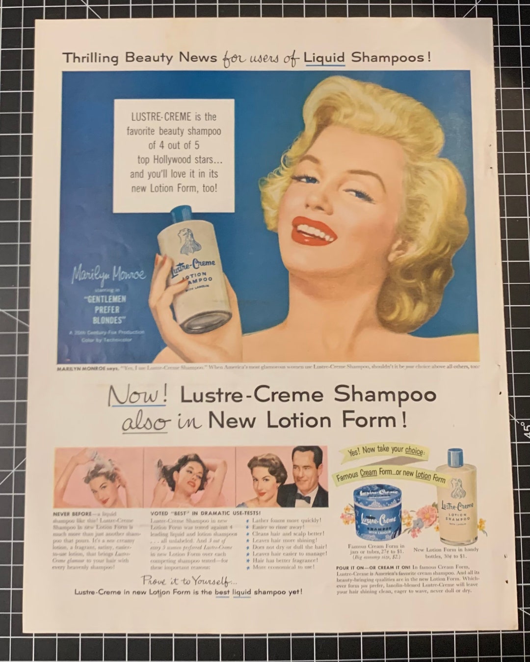 Vintage Marilyn Monroe Lustre-creme Shampoo Magazine Ad - Etsy