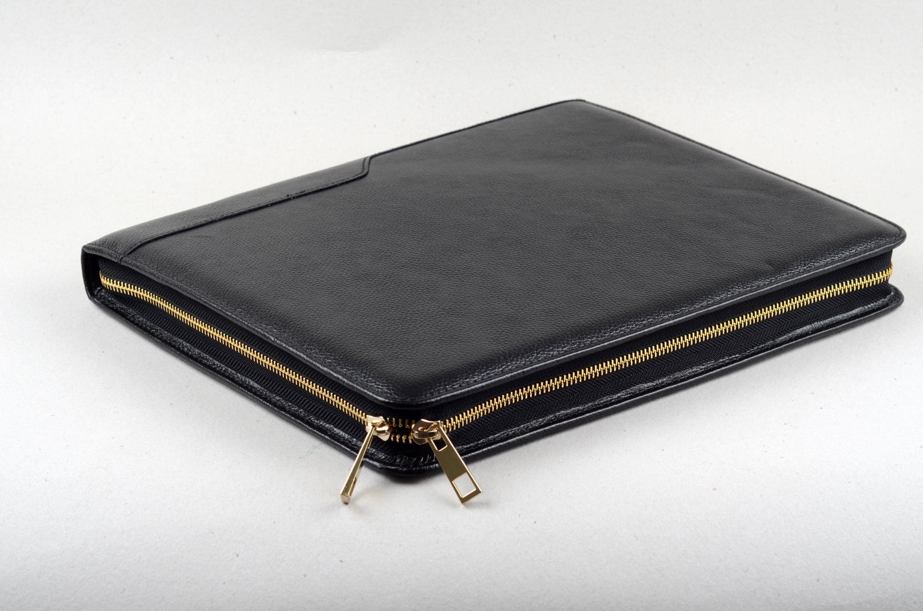 Black Leather iPad Zipper Portfolio Case With Notepad,ipad Business ...