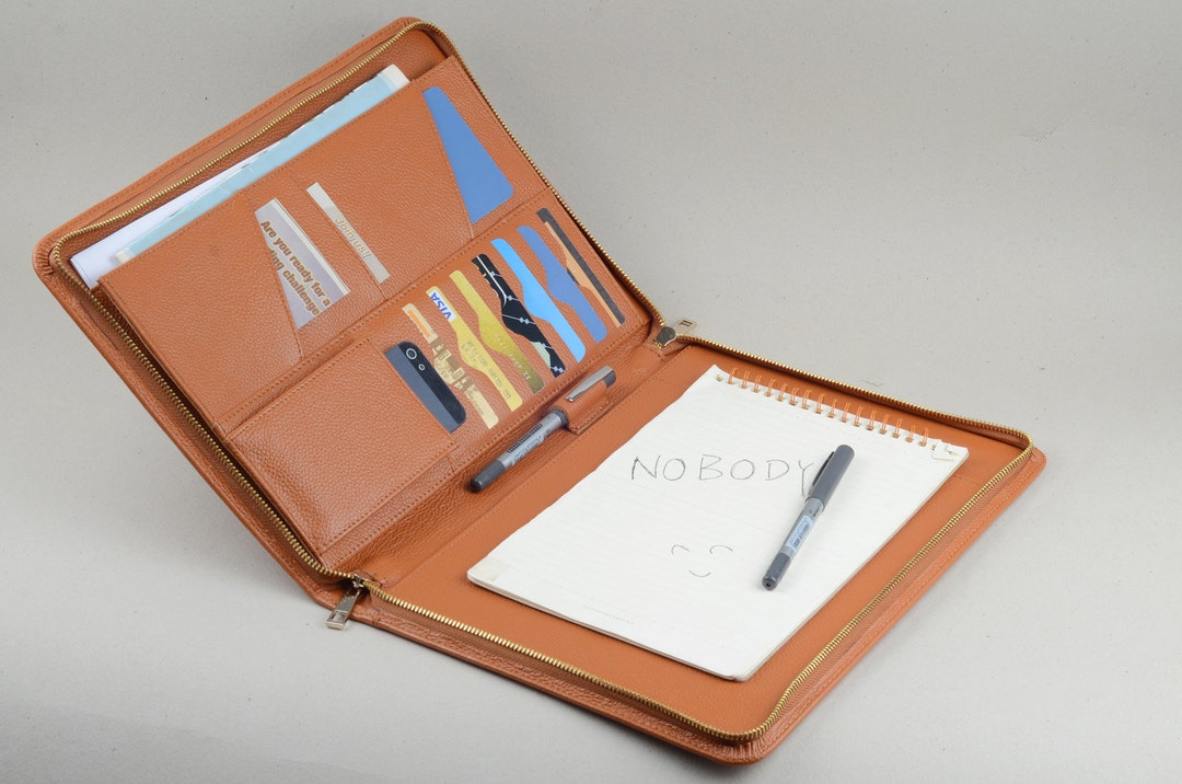 A4 Size Paper Writing Folio Case With Zipper Around Cover Notepad ...