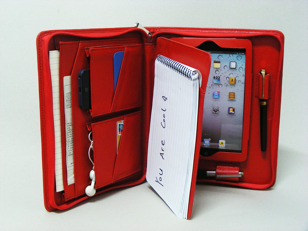 Red Leather iPad Mini Portfolio Case: A5 Notepad Holder - Etsy