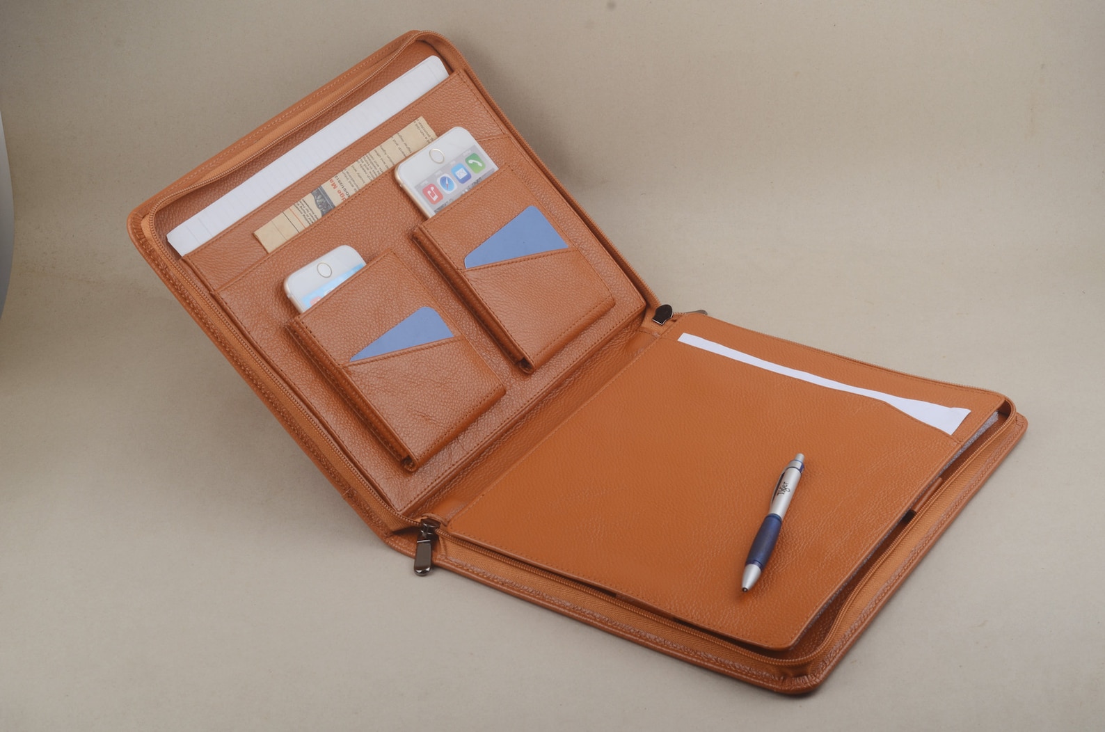 Ipad Leather Portfolio Case With Notepadfull Grain Leather - Etsy