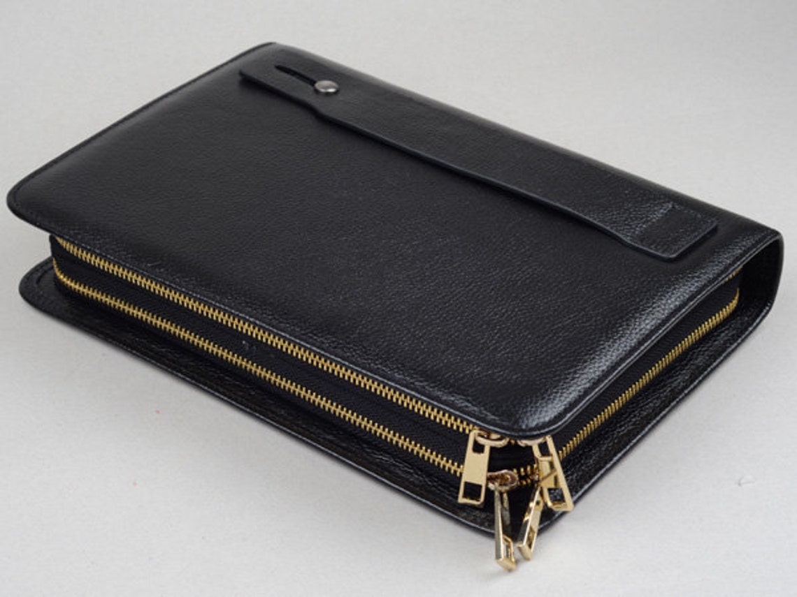 Ipad Case With Handle Black Leather Carrying Portfolio Purse | Etsy