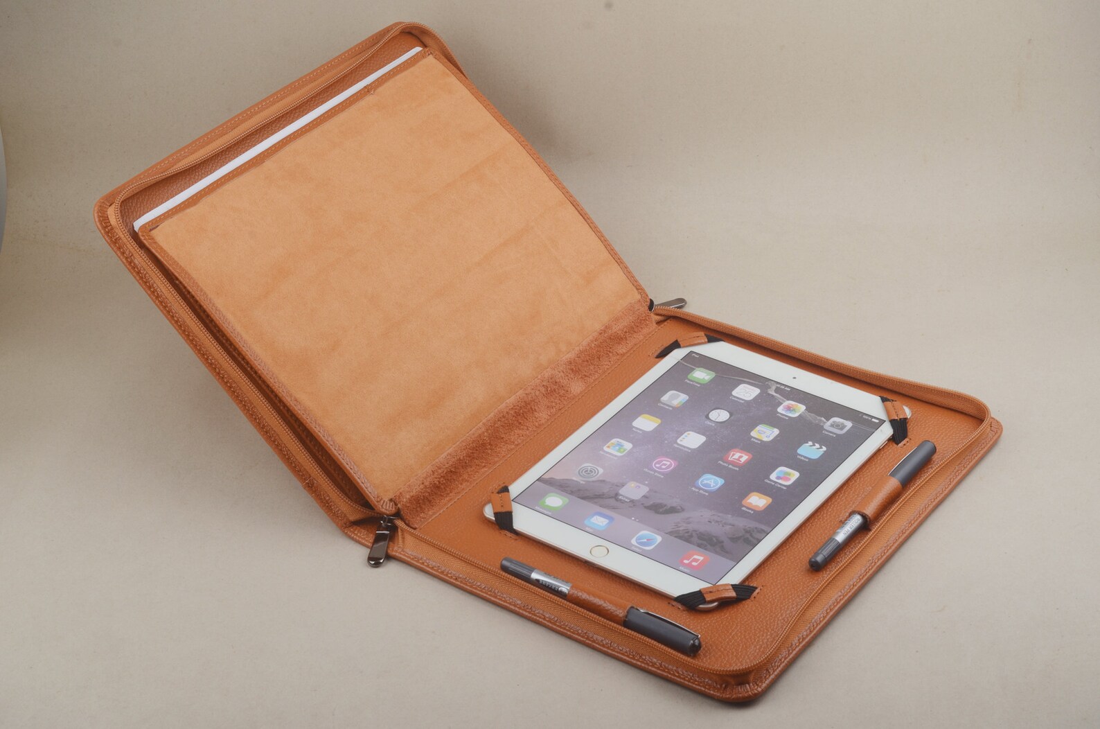 Ipad Leather Portfolio Case With Notepadfull Grain Leather - Etsy