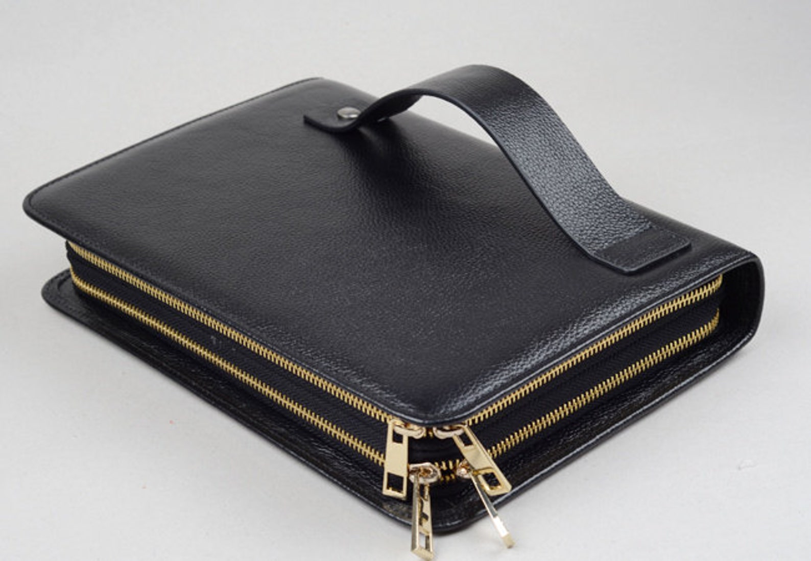 Ipad Case With Handle Black Leather Carrying Portfolio Purse - Etsy