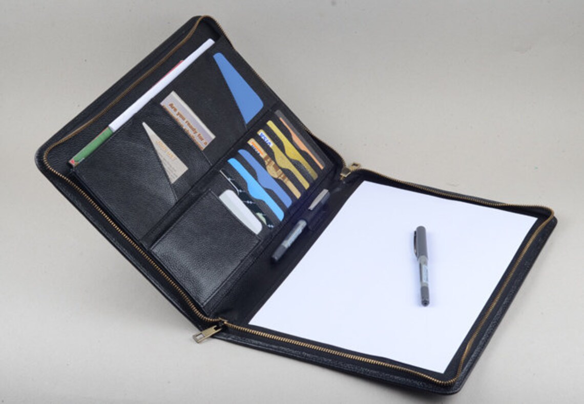 Writing Journal Business Portfolio Case Black Leather With - Etsy