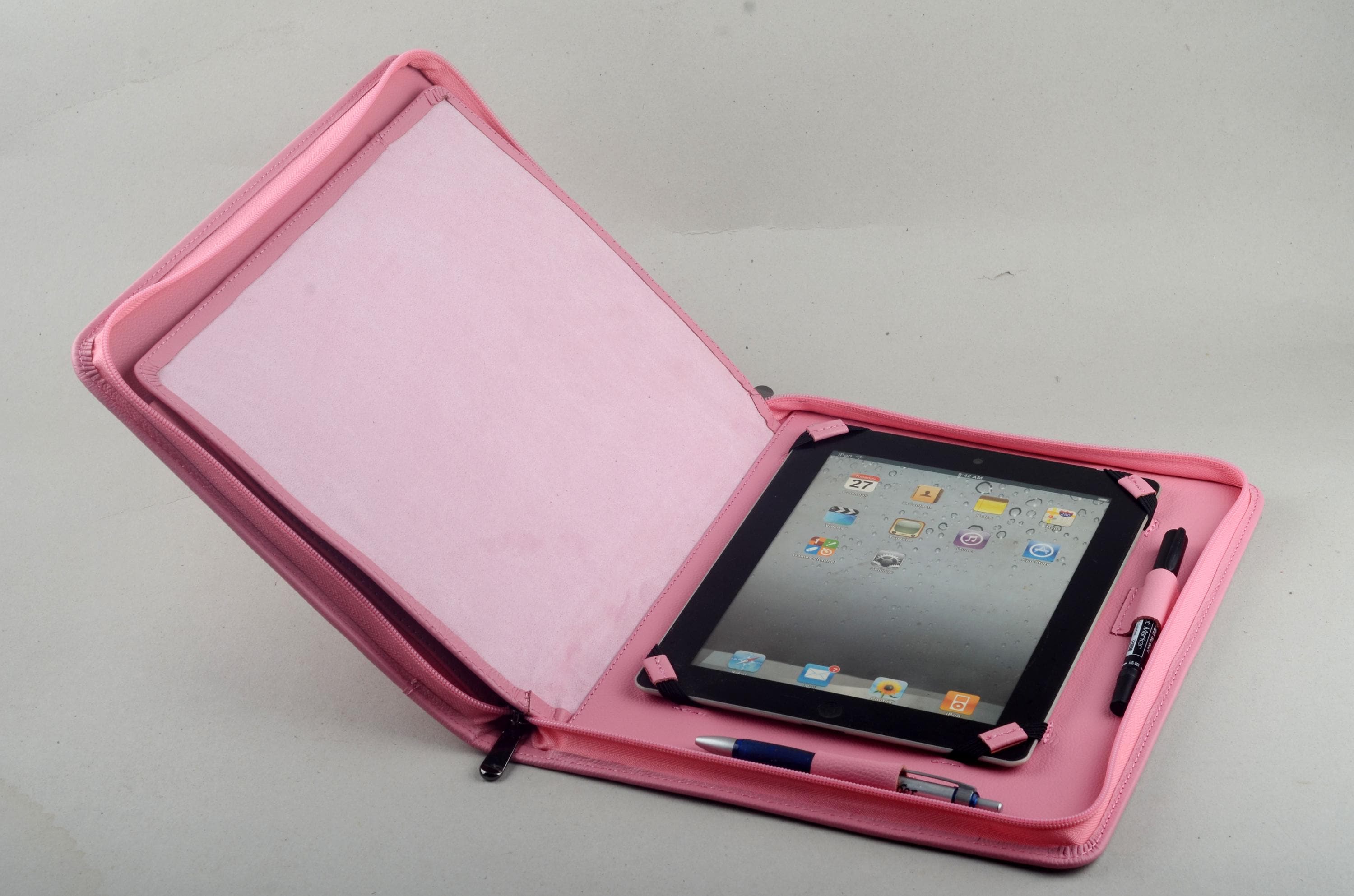 Pink Leather iPad Portfolio Case: Business Folio With Notepad - Etsy