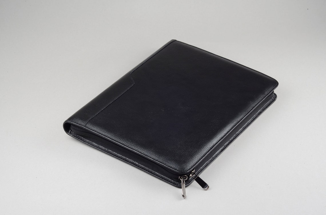 Black Leather Zipper Portfolio Case for Microsoft Surface - Etsy