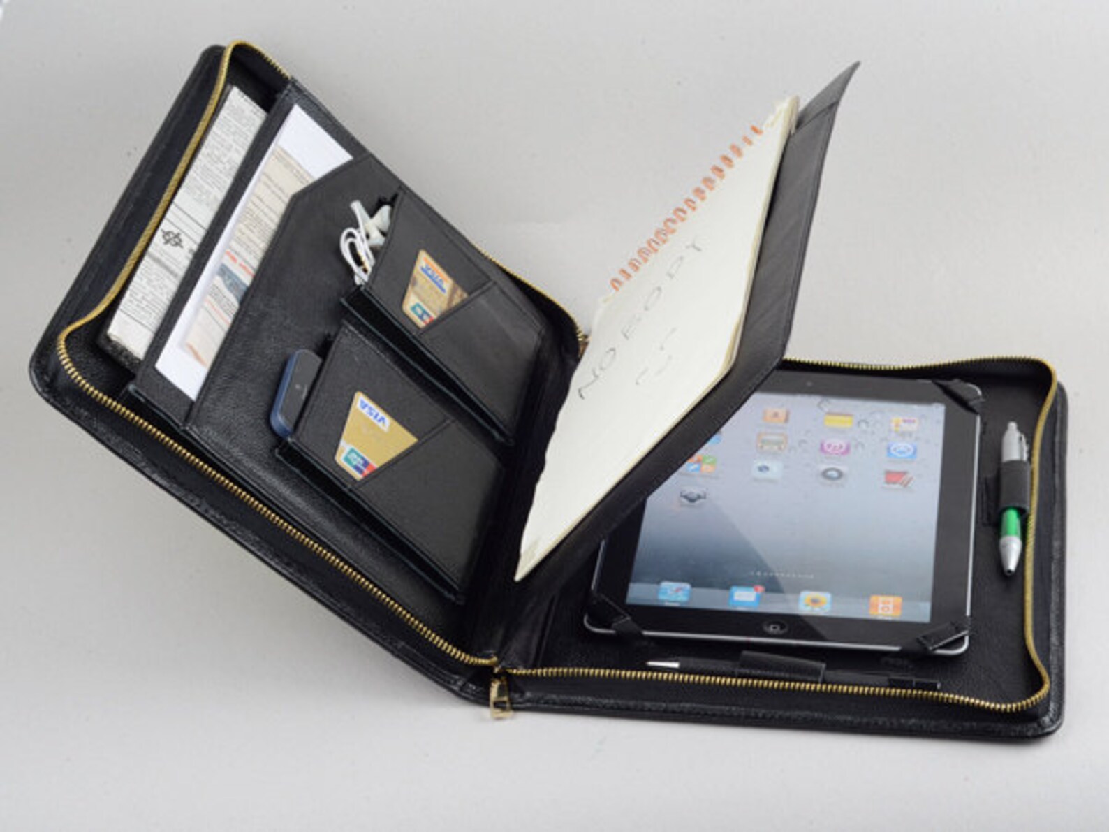 Ipad Zipper Portfolio With Notepad Holder With Writing - Etsy Canada
