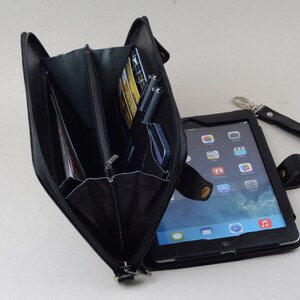 Full Grain Leather iPad Purse With Handle: Black Business Portfolio - Etsy