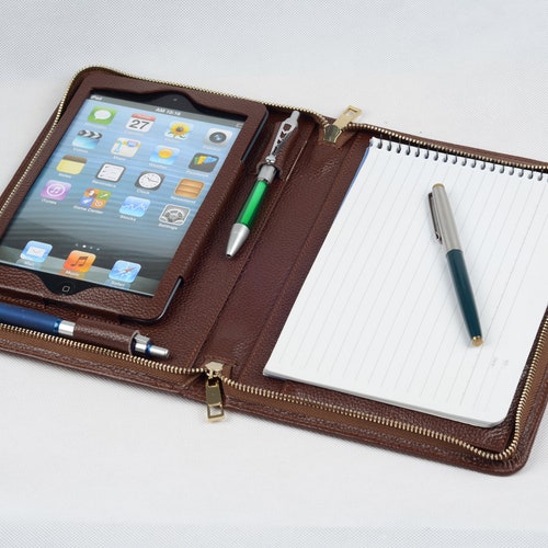 Ipad Leather Zipper Business Carrying Portfolio Case With A5 - Etsy